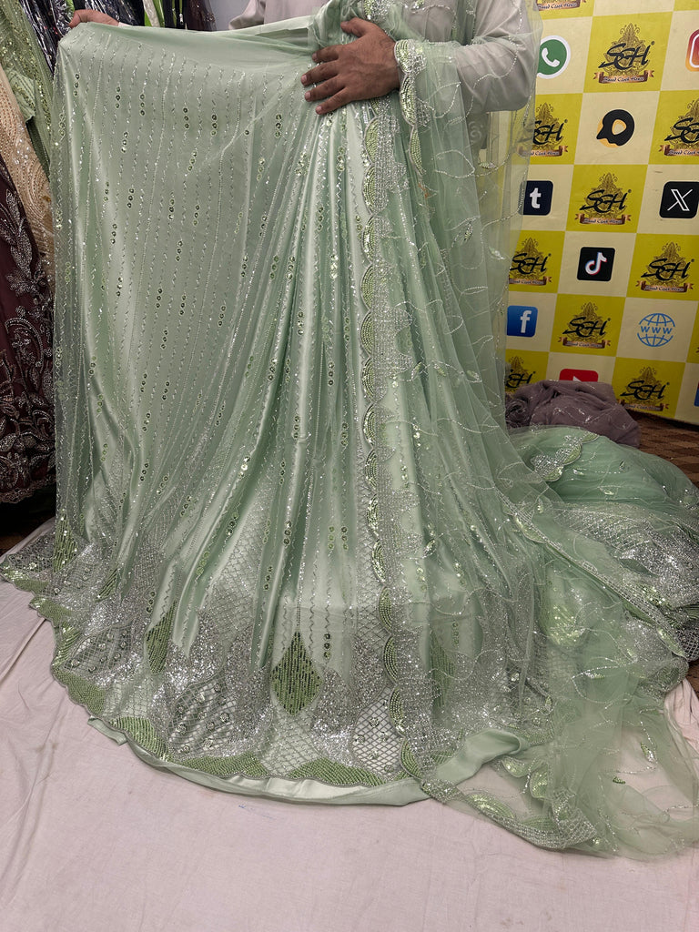 SC2 Green Beads and sequence work Cutdana Fabrics – Original Brand