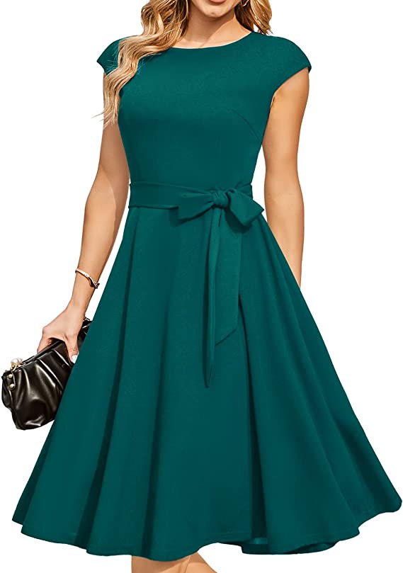Turquoise Women Casual Dresses Vintage Cocktail Tea Party Dress A Line Original Brand