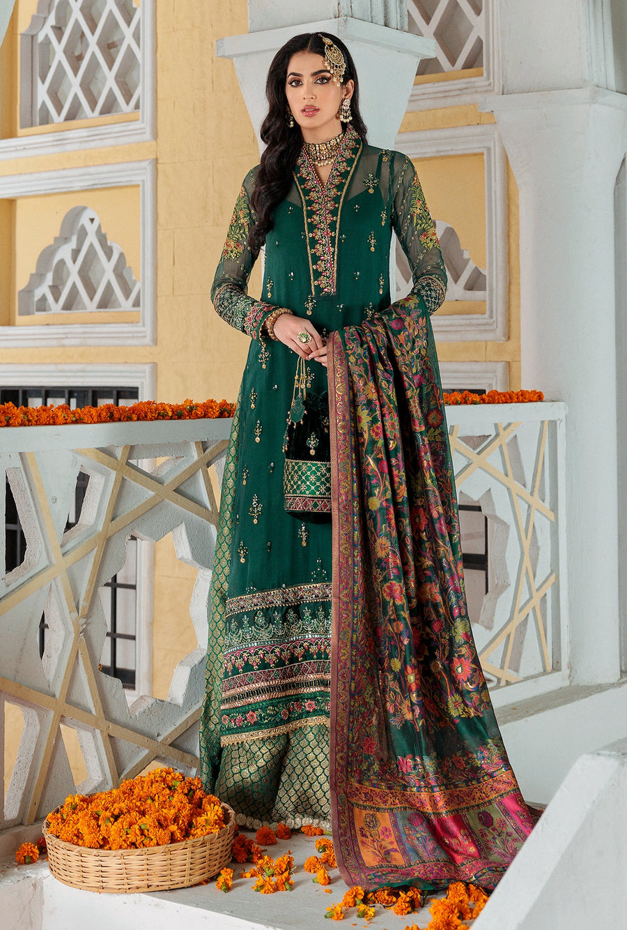 Saadia Asad Green D5 Basil Noor Kaani 2022 Online Shopping – Original Brand